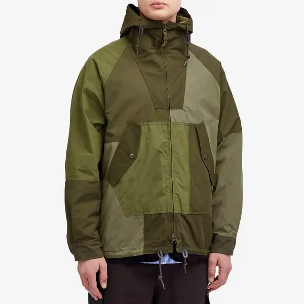 Comme Des GarçOns Multi Fabric Patchwork Hooded Jacket - Khaki Mix